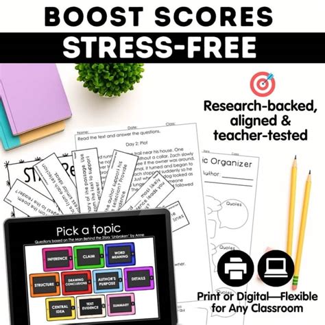 Caaspp Test Prep 6th 7th 8th Grade Reading Comprehension Sbac Middle