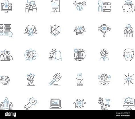 Business Collaboration Line Icons Collection Cooperation Nerking