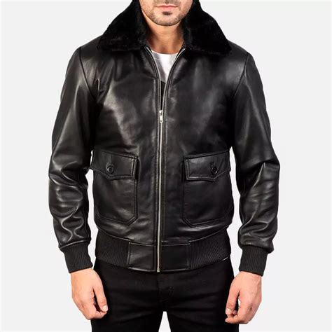 Black Leather Bomber Jacket For Men Xeboi