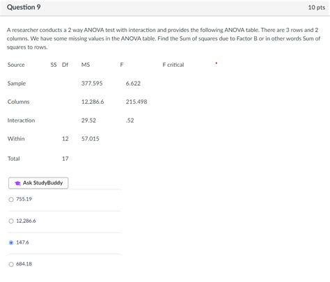 Solved A Researcher Conducts A 2 ﻿way Anova Test With