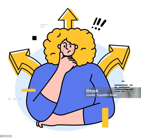 질문을 물음표로 생각하는 혼란스러운 젊은 여성 혼란스럽고 의아해하는 여성 여성 선택 흰색 배경에 고립 된 삶의 균형 개념 벡터