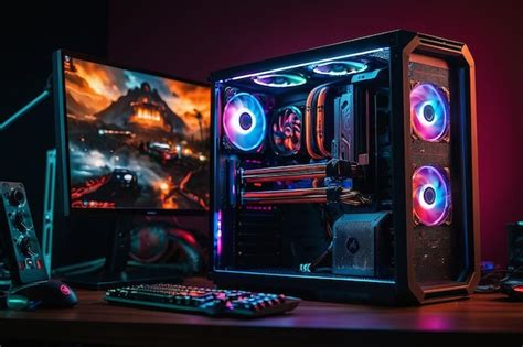 custombuilt pc gaming rig on desk premium ai generated image