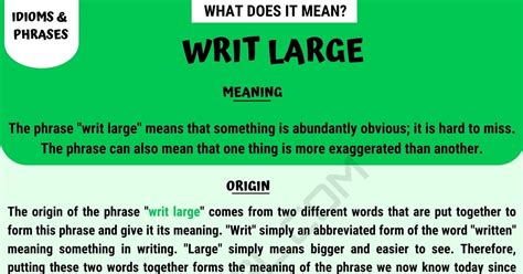 Writ Large Meaning What Is The Definition Of Writ Large • 7esl