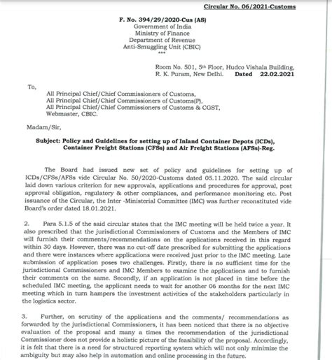 Policy And Guidelines For Setting Up Of Inland Container Depots Ca Cult