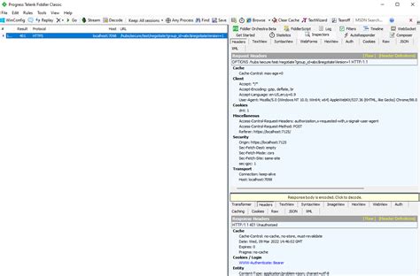 receiving a 401 on negotiate request to a secured signalr hub in