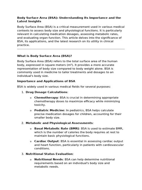 Body Surface Area Pdf Dose Biochemistry Chemistry