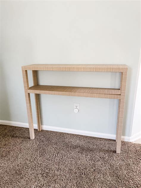 Grasscloth Console Table Modern Coastal Parsons Table Etsy