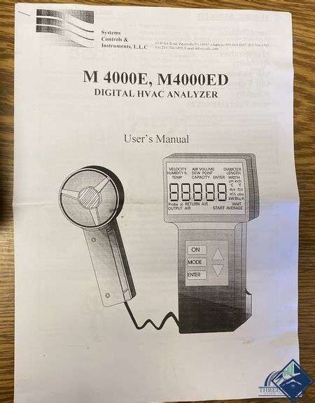 M 4000e M4000ed Digital Hvac Analyzer Estate Details