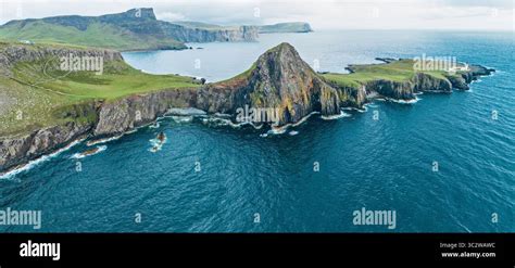 Aerial View Of Neist Point A Promontory On The Isle Of Skye Scotland