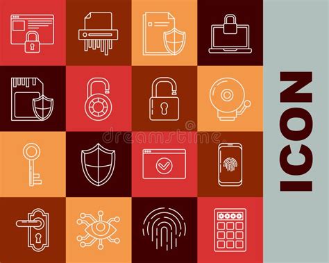 Set Line Password Protection And Safety Access Ringing Alarm Bell Document Concept Safe