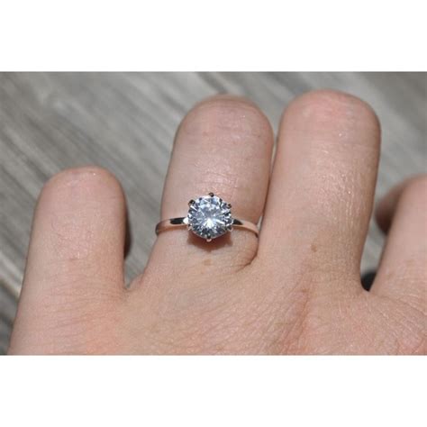 Jewelry 7mm Round Cut Engagement Ring Brilliant Solitaire Ring