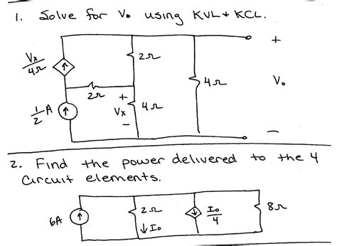 solved 1 solve for v0 using kvl kcl 2 find the power