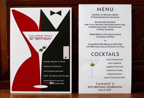 Mad Men Themed Birthday Invitation And Menu Mad Men Party Theme Man