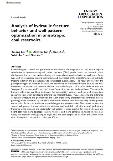 Pdf Analysis Of Hydraulic Fracture Behavior And Well Pattern