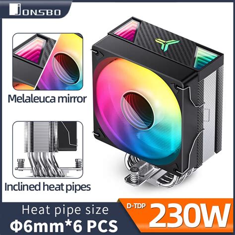Jonsbo Cpu 에어 쿨러 프로세서 히트 파이프 6 개 Pc용 냉각 선풍기 4 핀 Pwm Argb 인텔 Lga1700 1200 115x Amd Am5 Am4