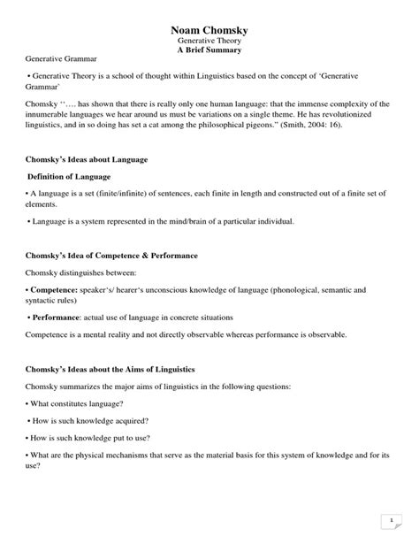 Noam Chomsky Generative Theory Pdf Syntax Deductive Reasoning