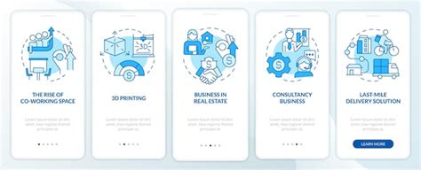 Premium Vector Future Business Trends Blue Onboarding Mobile App Screen