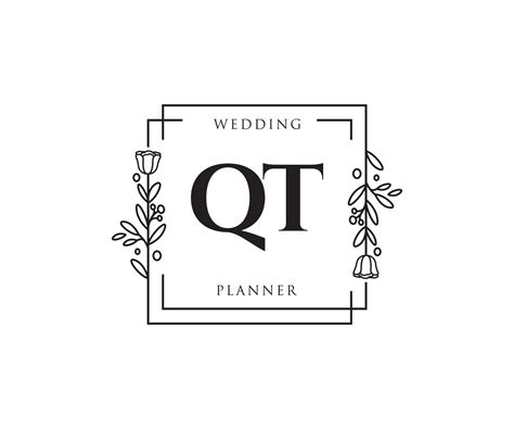 Initial QT Feminine Logo Usable For Nature Salon Spa Cosmetic And Beauty Logos Flat Vector