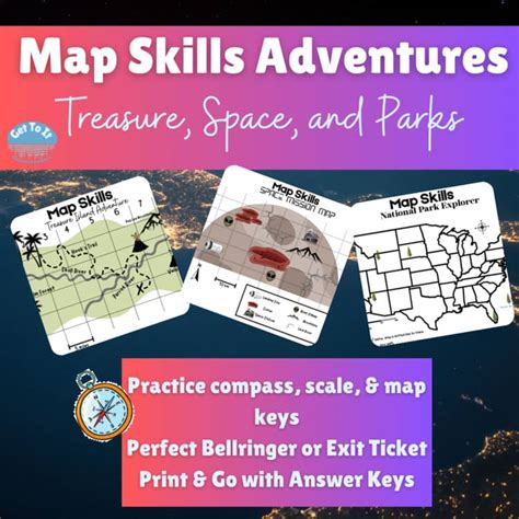 Map Skills Practice Worksheets Compass Scale Keys And Location Grades 47