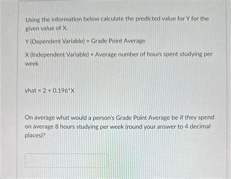 solved using the information below calculate the predicted