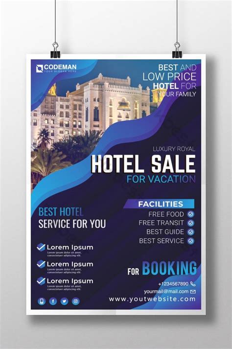 Modern And Creative Hotel Sale Promotion Poster Template Ai Free