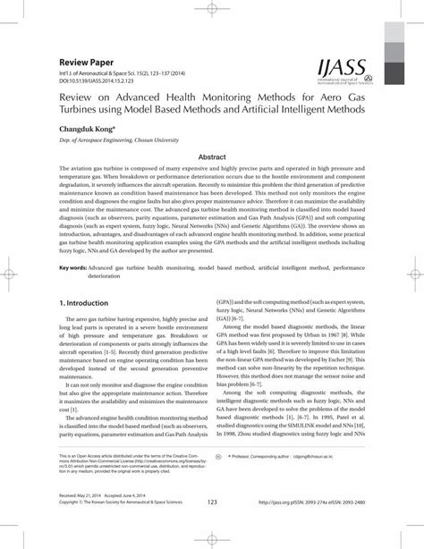 Pdf Review On Advanced Health Monitoring Methods For Aero Gas Turbines Using Model Pastijass