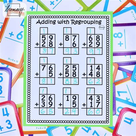Addition With Regrouping Anchor Chart With Addition Practice Sheets Addition Anchor