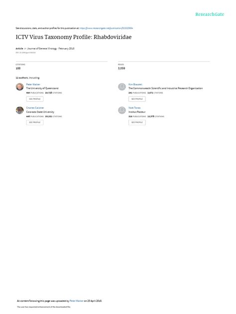 Ictv Virus Taxonomy Profile Rhabdoviridae Pdf