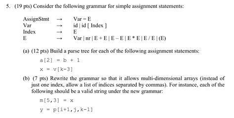 solved 5 19 pts consider the following grammar for simple