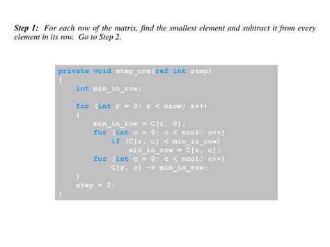Ppt Munkres Assignment Algorithm For Minimal Cost Assignment Problem