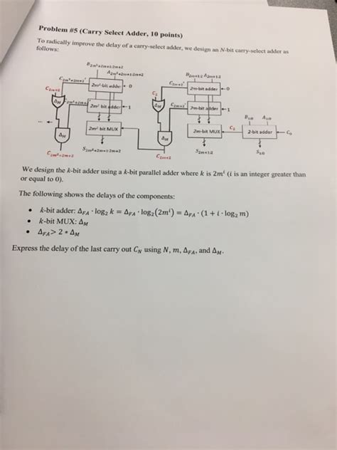 Problem 5 Carry Select Adder 10 Points To Chegg Com