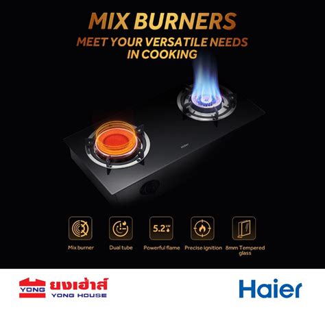 Haier เตาแก๊ส เตาแก๊สตั้งโต๊ะ รุ่น Hgh Tg753 หัวเตาแบบผสม จำนวน 2 หัว Yonghouse Mall Thaipick
