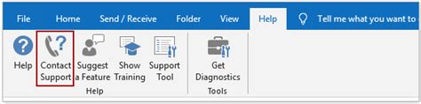 Outlook Helps Contact Support