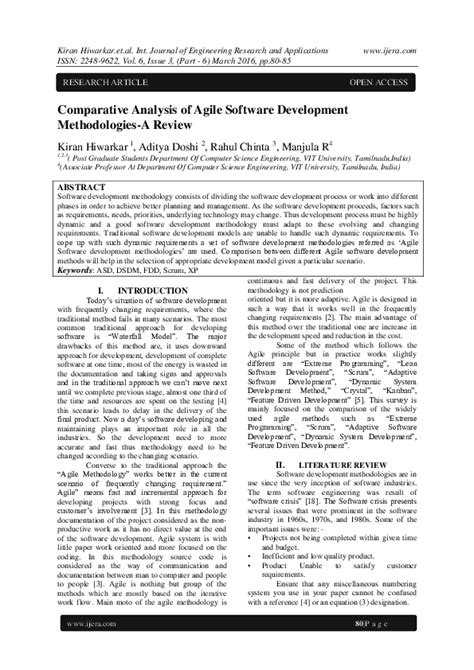Pdf Comparative Analysis Of Agile Software Development Methodologies
