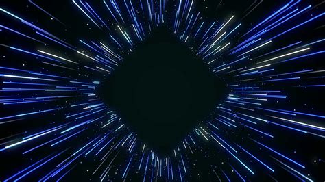 High Blue Rhombus Shape Floating Glowing Color Rays Background Loop