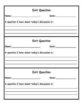 Exit Passes By Carol Weiss Teachers Pay Teachers