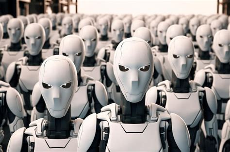 Premium Ai Image A Gathering Of White Robots Demonstrating Cuttingedge Ai Technology Generative Ai