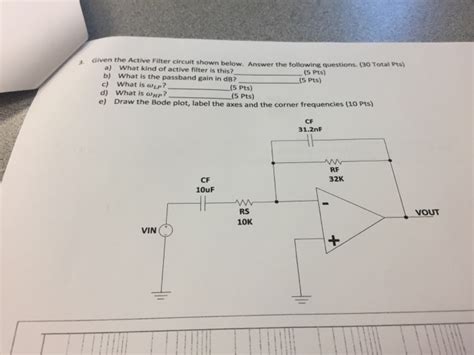 solved given the active filter circuit shown below answer