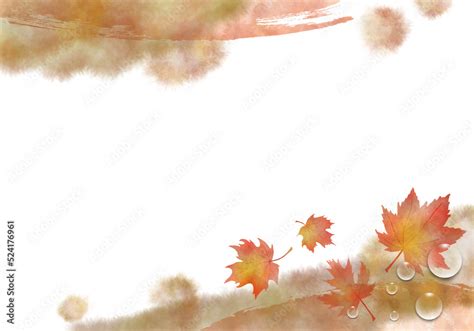 붉게 물든 가을 단풍과 낙엽의 배경 그래픽 수채화 형식의 손그림 이미지 일러스트 Ilustração Do Stock Adobe Stock