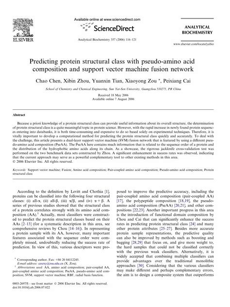 Pdf Predicting Protein Structural Class With Pseudo Amino Acid