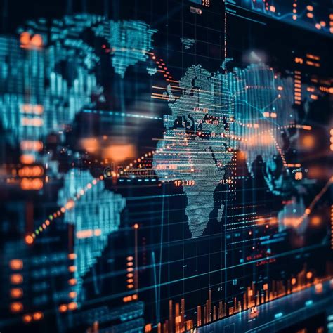 Digital World Map With Data Visualization And Analytics Elements
