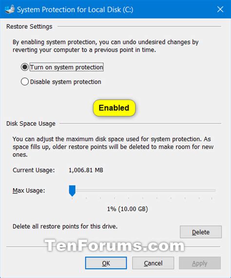 How To Enable Or Disable System Restore Configuration In Windows