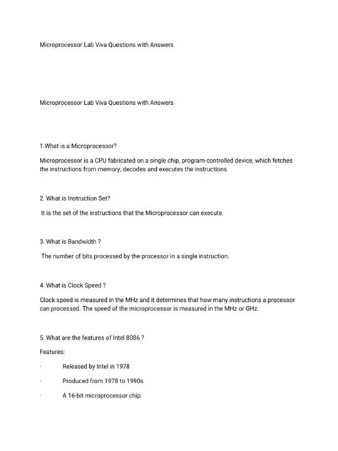 Microprocessor Oral Questions Rm Pdf Computer Engineering