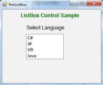 ListBox Control In C Net MindStick