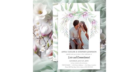 Watercolor Floral And Photo Commitment Ceremony Invitation Zazzle