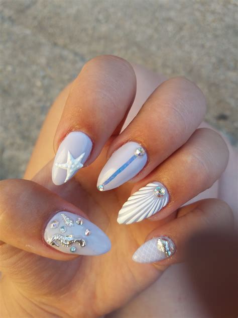 Nails Mar Beach Nails Shell Beach Theme Almond Nails Nails Ideas