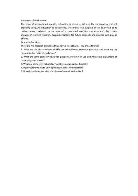 Statement Of Th The Purpose Of This Study Will Be To Review Research