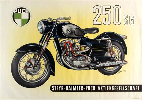 At Auction Advertising Poster Puch 250 Sg Motorcycle Steyr Daimler Puch