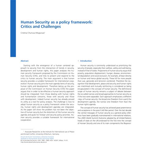 Pdf Human Security As A Policy Framework Critics And Challenges