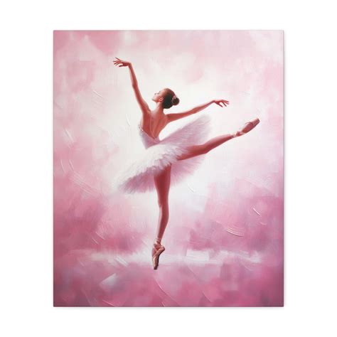 Pink Ballerina Canvas Ballet Decor Elegant Art Painting Style